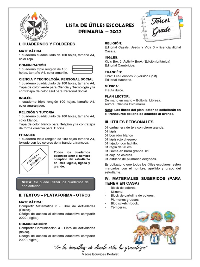 Lista de Utiles Escolares 3P 1 | PDF | Science