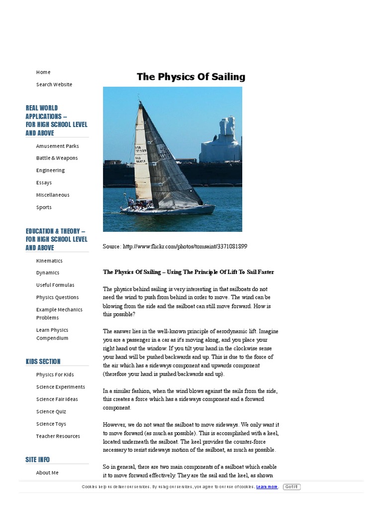 Physics of Sailing | PDF | Force | Lift (Force)