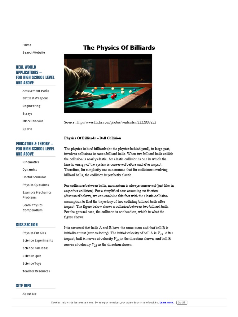 Physics of Billiards | PDF | Collision | Friction