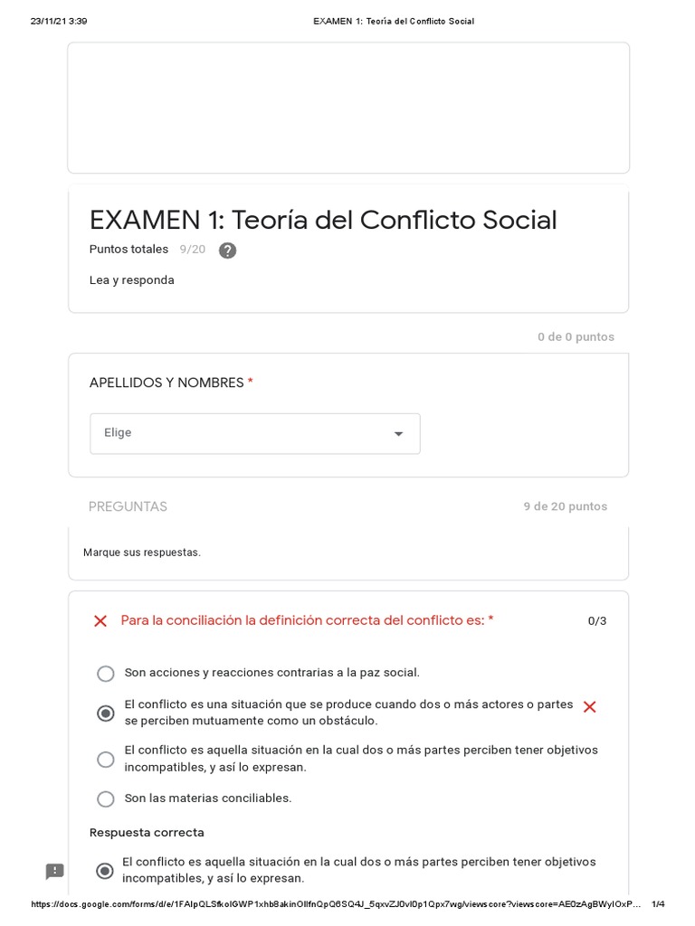 EXAMEN 1 - Teoría Del Conflicto Social | PDF | Conflicto (proceso ...