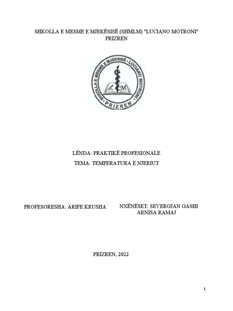 Shkolla e Mesme e Mjekësisë | PDF