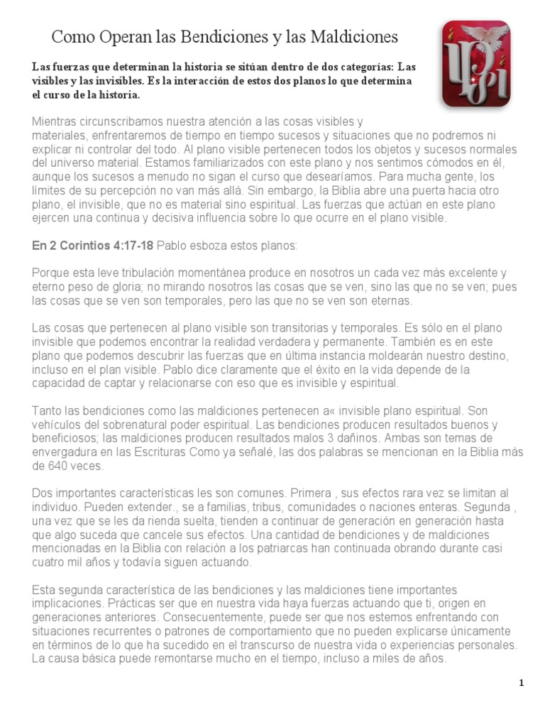 Bendiciones y Maldiciones Espirituales | PDF | La unción | eucaristía