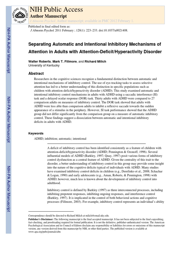 Automating VS Intentional Attention | PDF | Attention Deficit ...