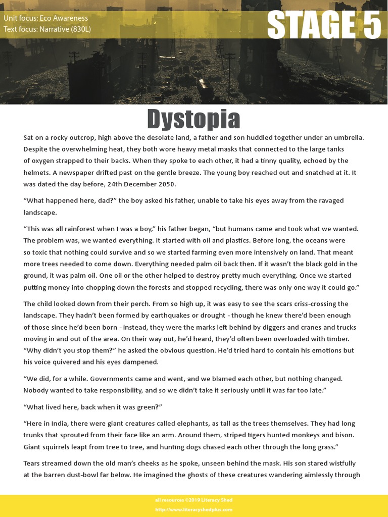 Dystopia: Unit Focus: Eco Awareness Text Focus: Narrative (830L) | PDF