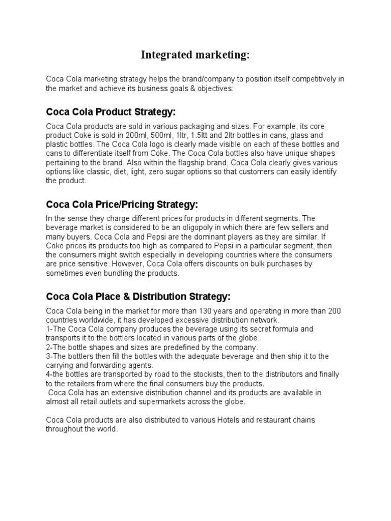An Overview of Coca Cola's Integrated Marketing Strategy Focusing on ...