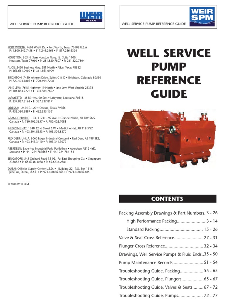 WELL SERVICE PUMP REFERENCE GUIDE - Weir Oil & Gas Division | PDF ...