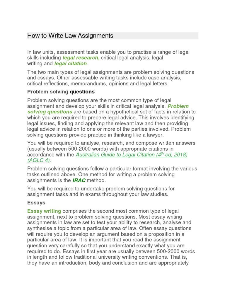 How To Write Law Assignments: Legal Research, Legal Citation | PDF ...