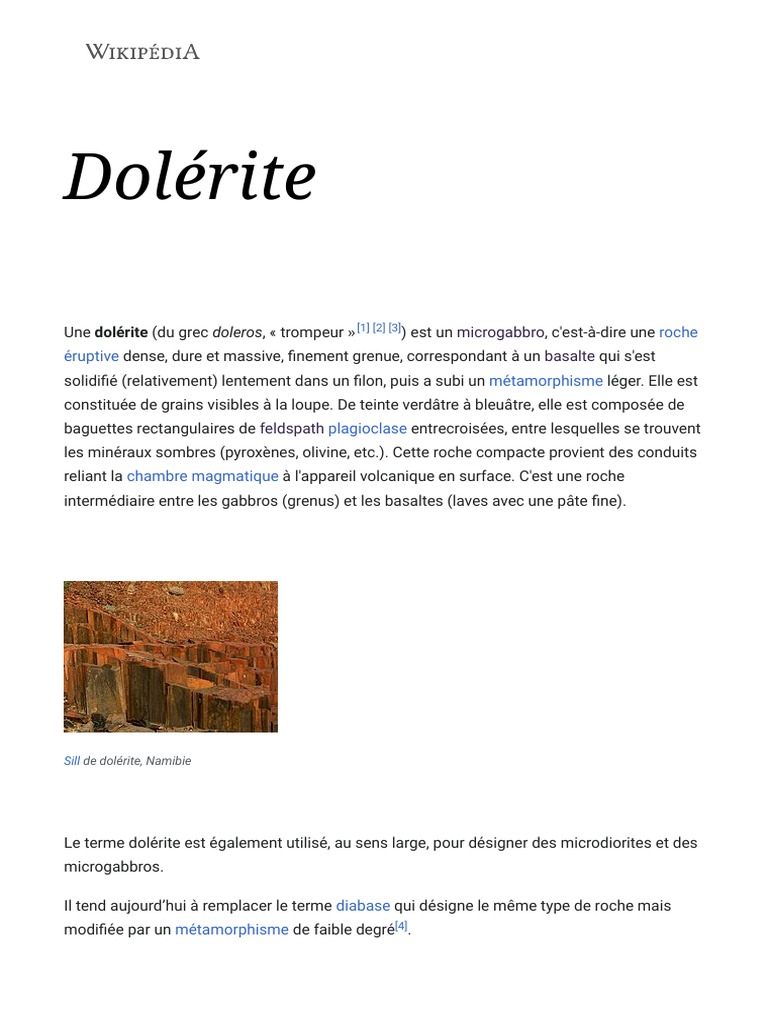 Dolérite - Wikipédia | PDF | Volcanologie | Géologie