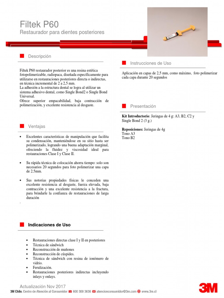 Ficha Tecnica Resina p60 3m Filtek | PDF
