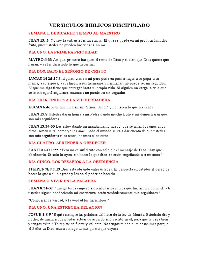 Versiculos Biblicos Discipulado 2 | PDF | Cristo (título) | Amor