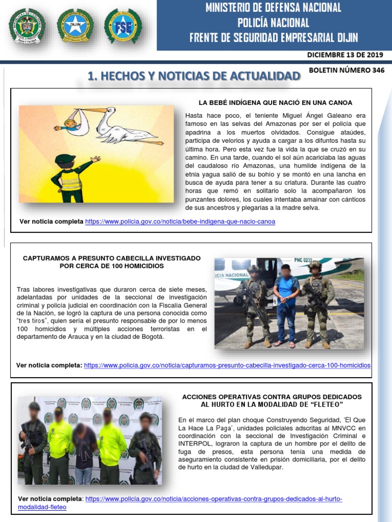 BOLETIN INFORMATIVO POLICIAL No. 346 13.12.2019 | PDF | Policía | Homicidio