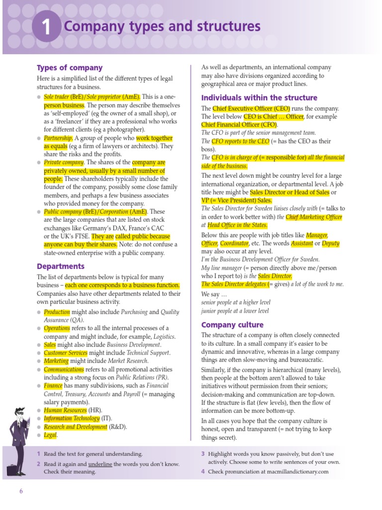 Company Types and Department Structures | PDF | Chief Executive Officer ...