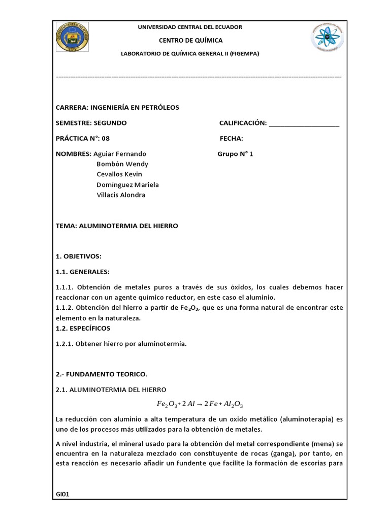 ALUMINOTERMIA | PDF | Elementos químicos | Plata
