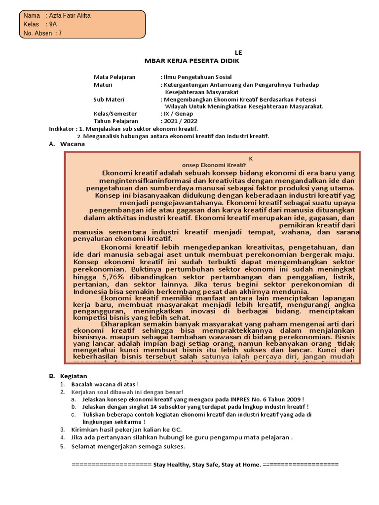 LKPD IPS 9 Ekonomi Kreatif | PDF