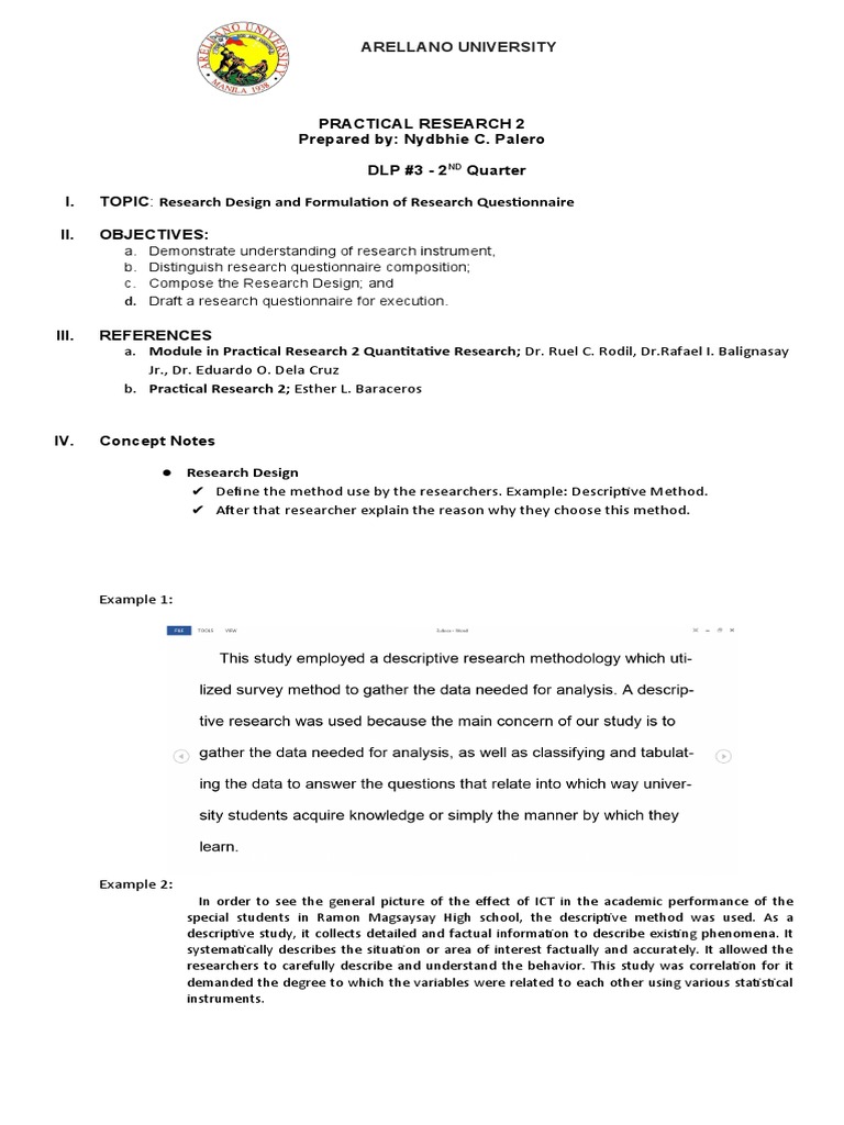 DLP 3 Design and Questionnaire | PDF | Questionnaire | Quantitative ...