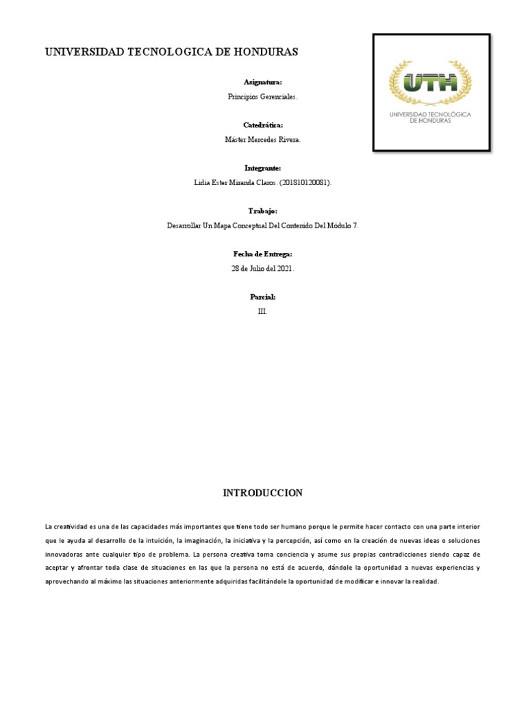 Mapa Conceptual Modulo 7 | PDF | Creatividad | Pensamiento