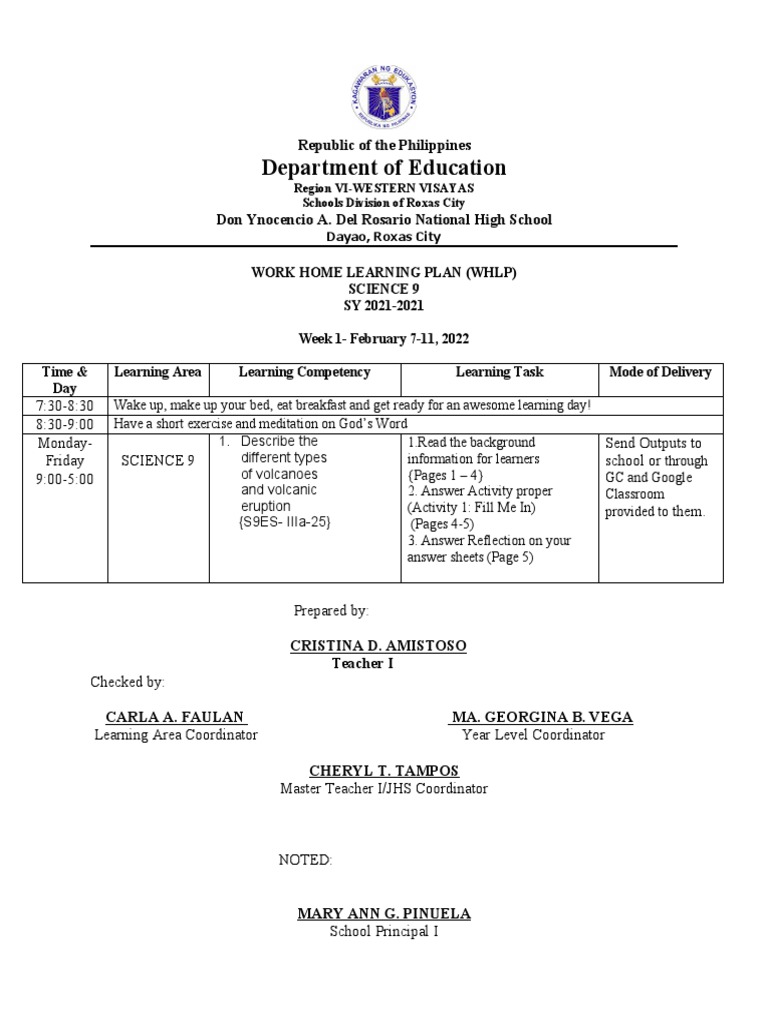 WHLP Template 1 | PDF | Learning | Cognition