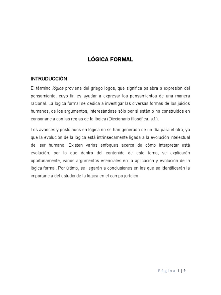 lOGICA FORMAL | PDF | Oración (Lingüística) | Lógica