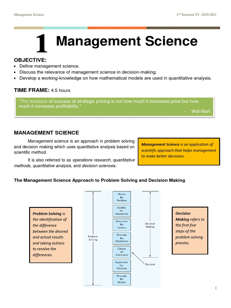 Management-Science Introduction and Model of Cost, Revenue and Profit ...