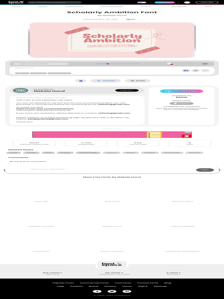 Scholarly Ambition Font Niskala Huruf FontSpace | PDF | Graphic Design ...