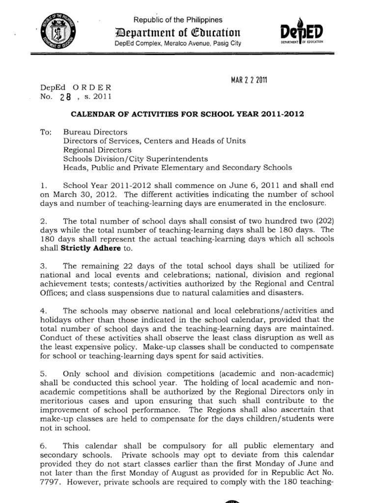 DepED Order No. 28 S. 2011new | PDF