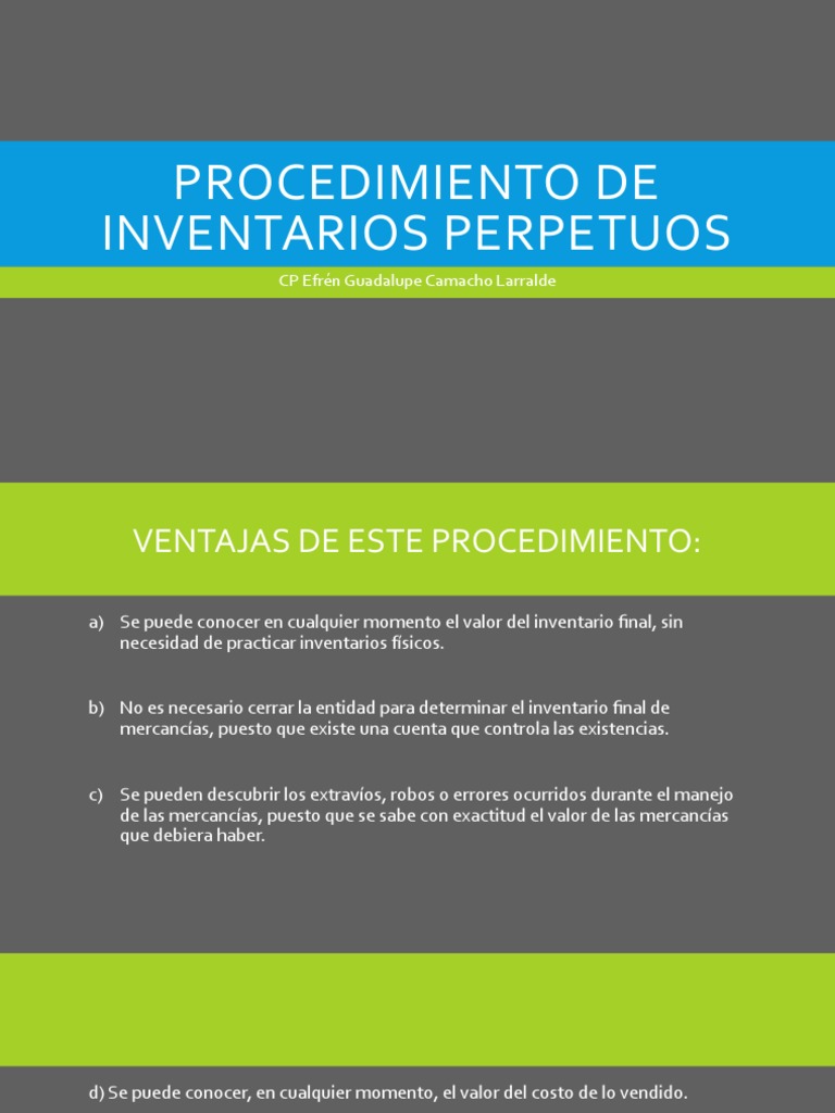 Procedimiento de Inventarios Perpetuos | PDF | Inventario | Bienes