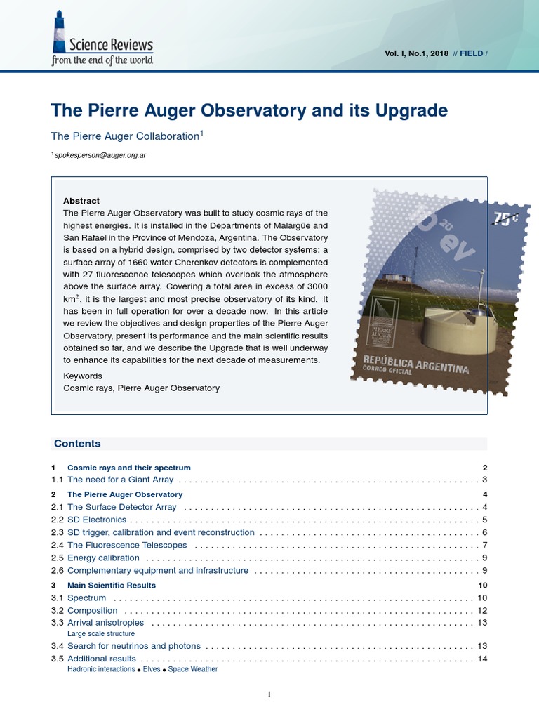 The Pierre Auger Observatory and Its Upgrade | PDF | Cosmic Ray | Physics