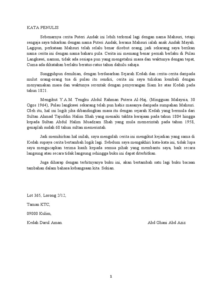 Puteri Andak Mahsuri Edited | PDF