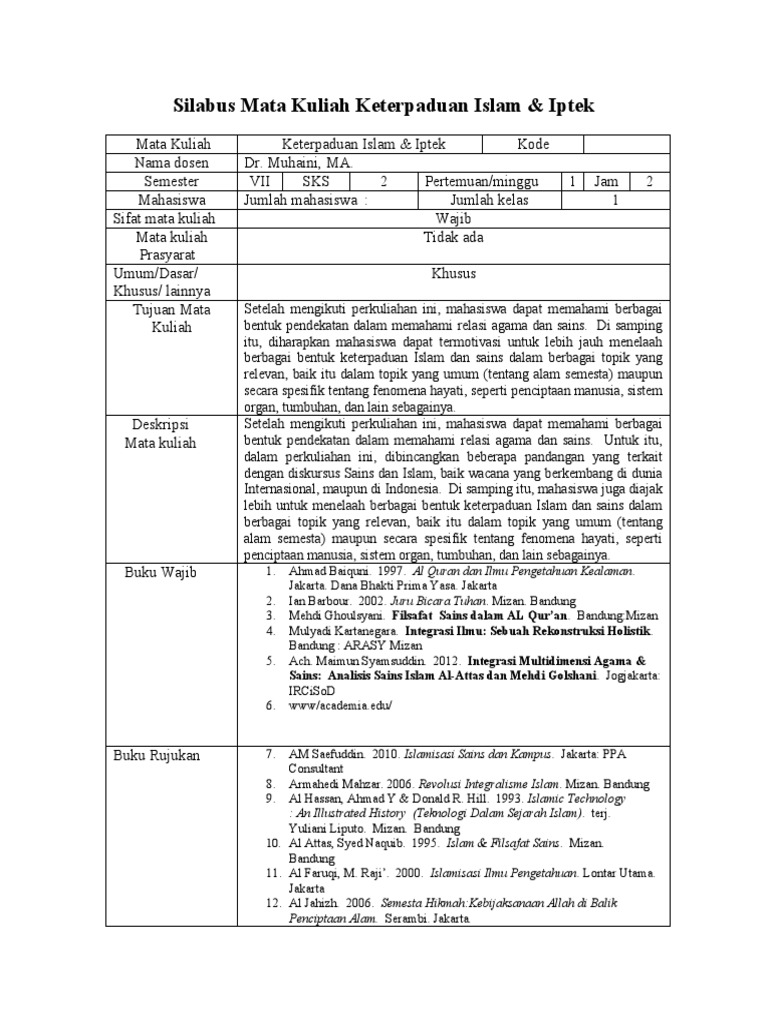 Silabus - Keterpaduan - Islam - and - Iptek Oke | PDF