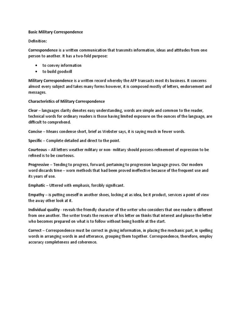Basic Military Correspondence | PDF | Classified Information In The ...