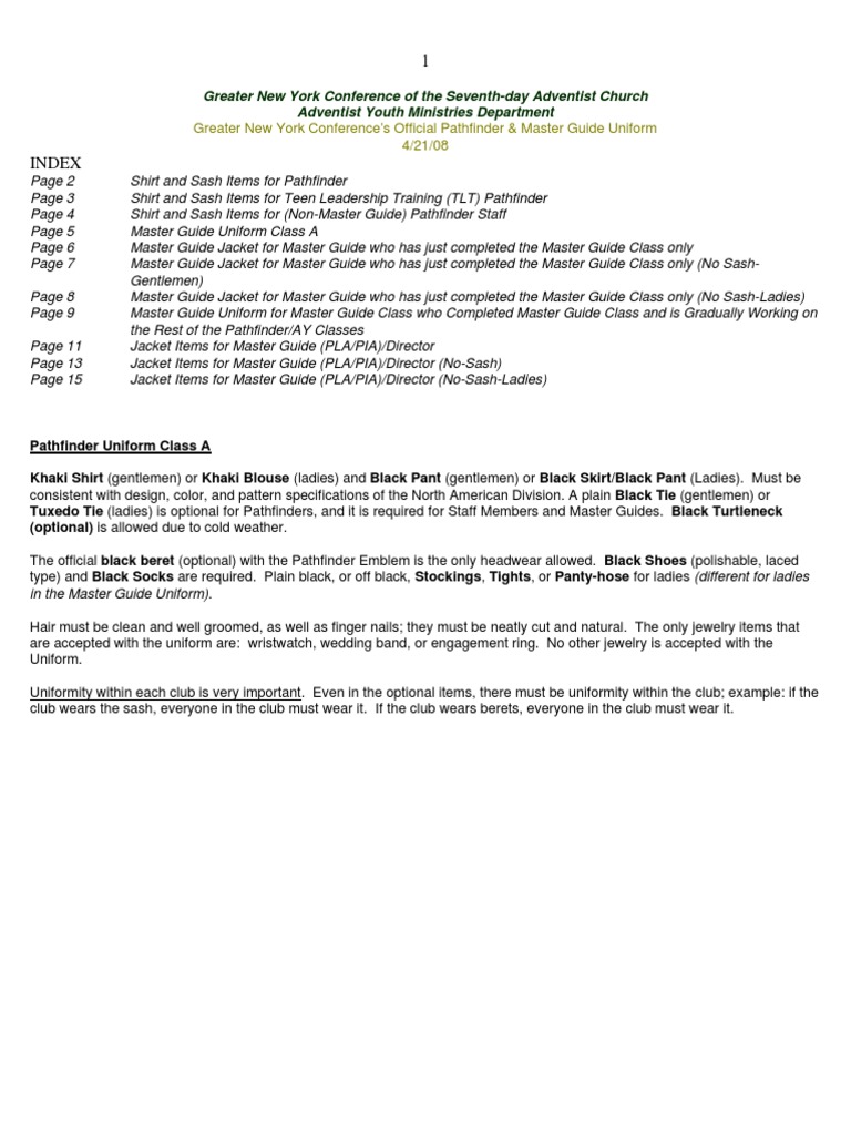 Pathfinder & Master Guide Uniform Guide | PDF | Blouse | Clothing