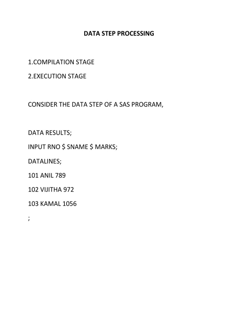 Sas - Data Step Processing | Download Free PDF | Sas (Software) | Computing