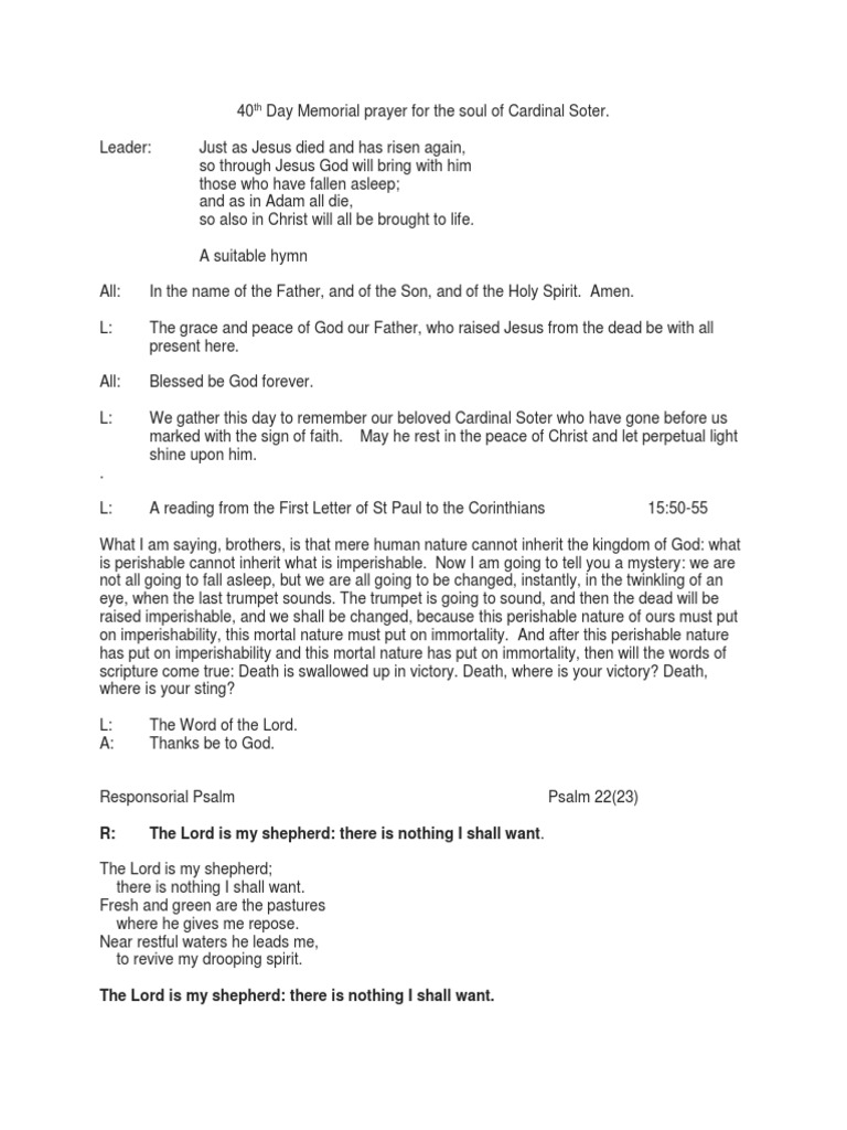 40th Day Memorial | PDF | God The Father | Jesus