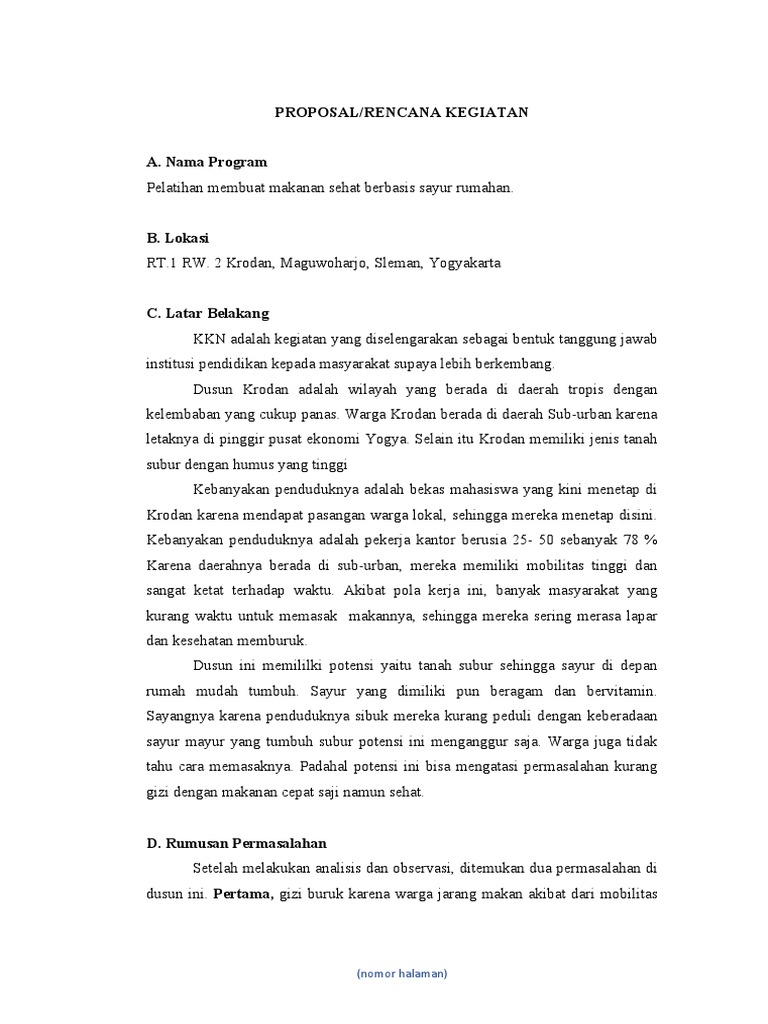 Contoh Sederhana Proposal | PDF
