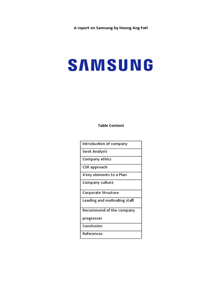 A Report On Samsung | PDF | Organizational Culture | Samsung Electronics
