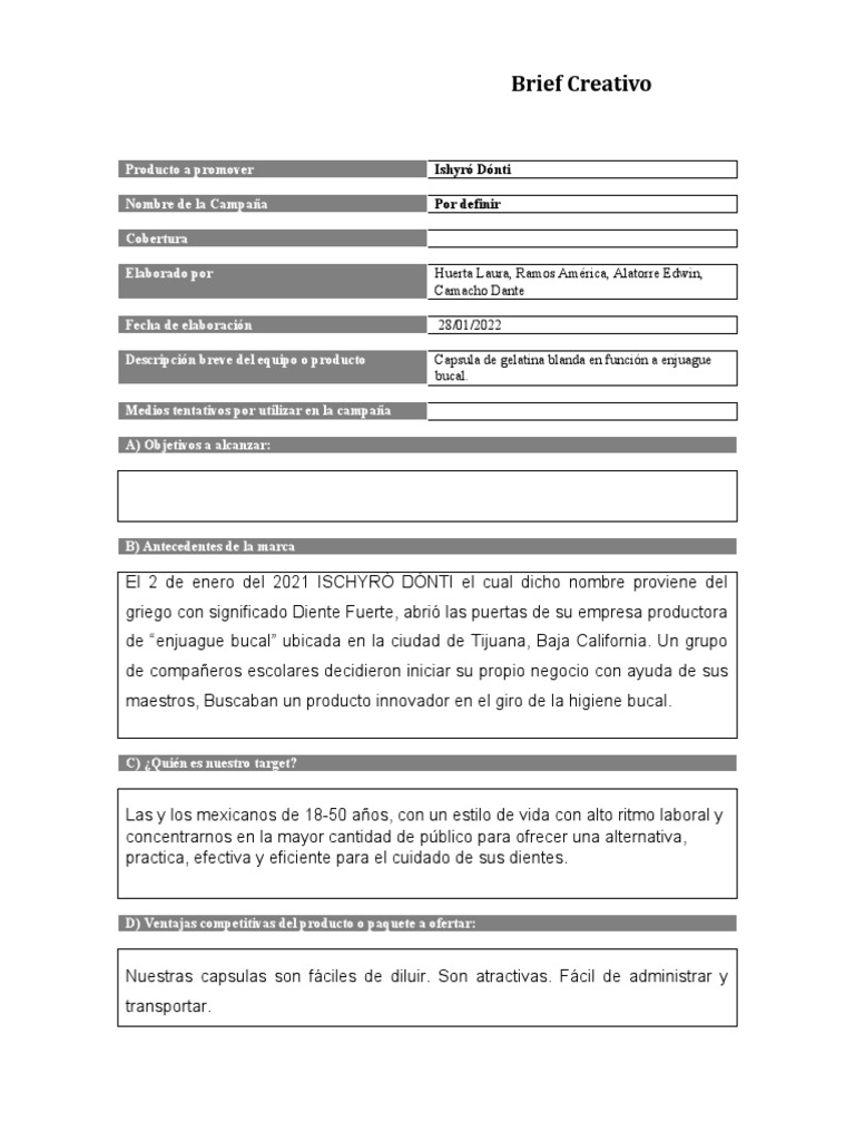 Formato Brief Creativo | PDF | Producto (Negocio) | Marca