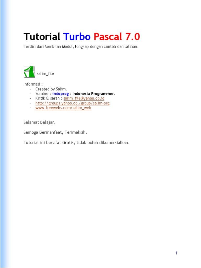 Tutorial Turbo Pascal 7.0 | PDF
