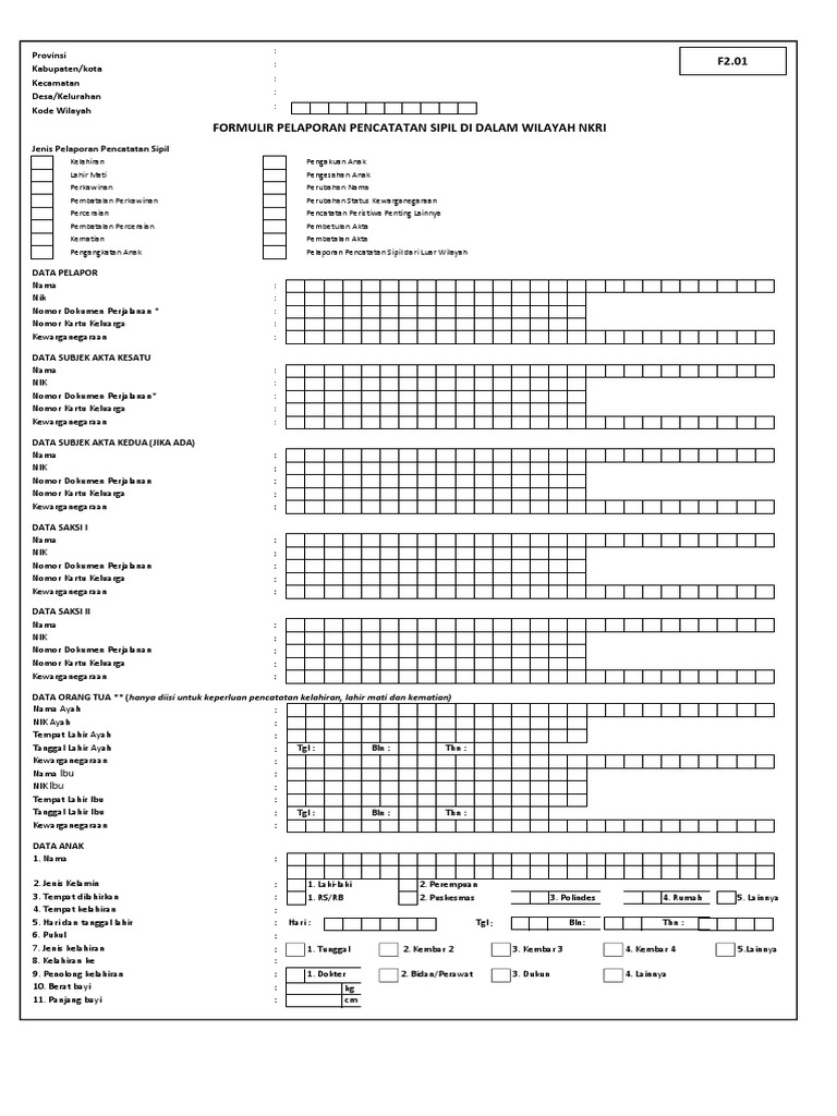 Formulir F2 01 | PDF