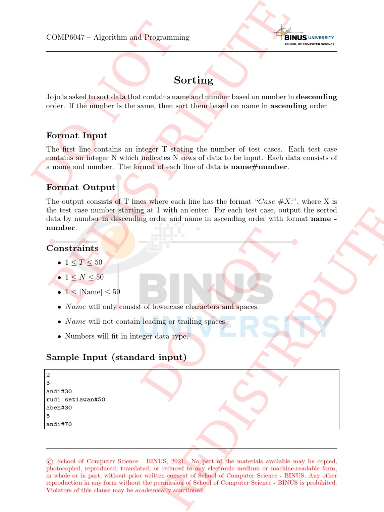 DO NOT: Sorting | PDF | Computer Engineering | Computing