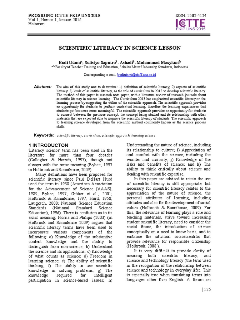 Enhancing Scientific Literacy in Education | PDF | Science | Science ...