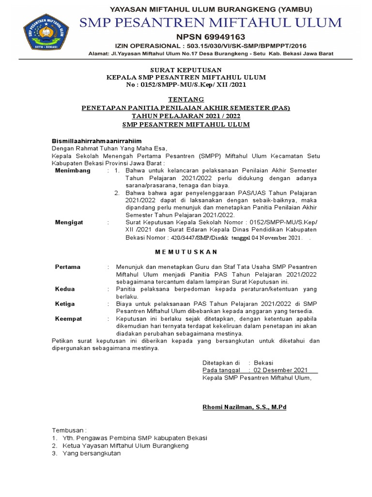 SK Pengawas Dan Panitia PAS 2021 2022 | PDF