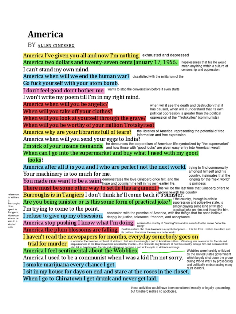 America by Allen Ginberg | PDF | Allen Ginsberg