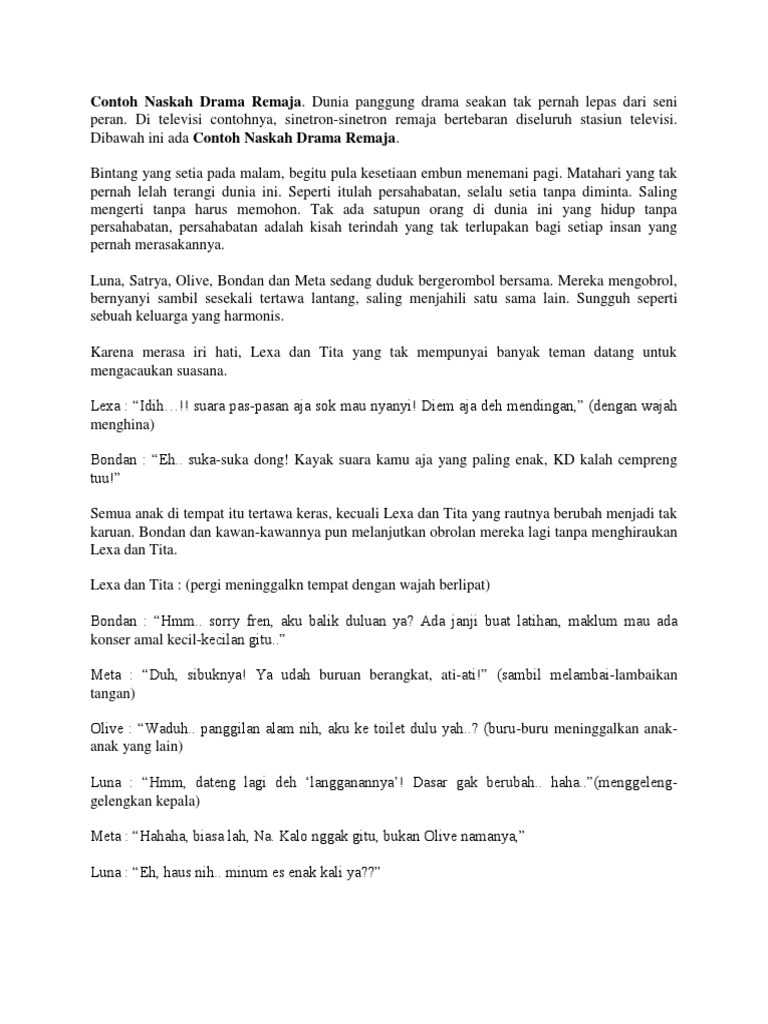 Contoh Naskah Drama Remaja | PDF