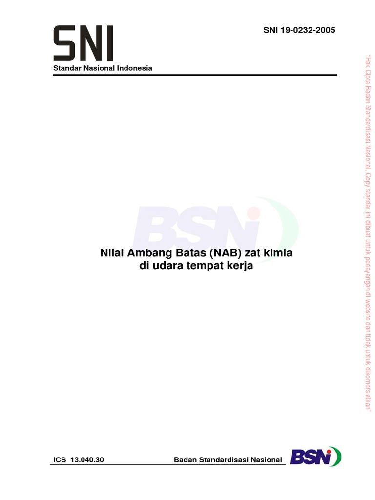 Nilai Ambang Batas Zat Kimia di Udara Kerja | PDF | Teknologi & Rekayasa