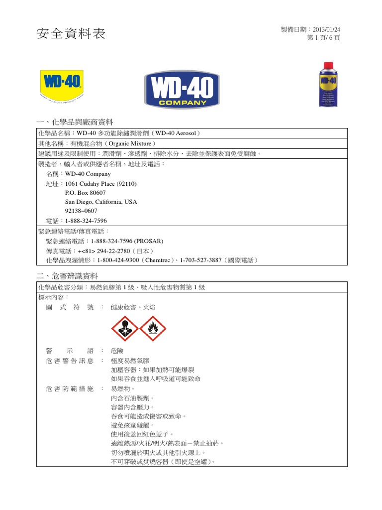MSDS WD-40 Aerosol-v2 (Feb2017) | PDF