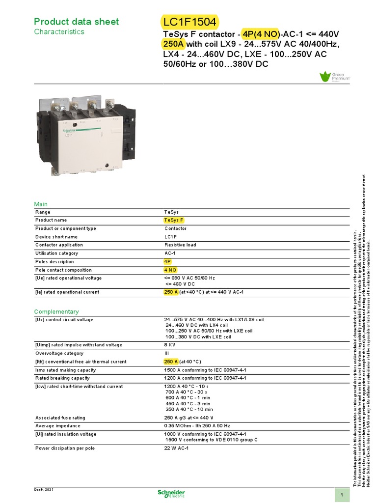 Lc1f1504 Datasheet WW En-Ww | PDF | Alternating Current | Inductor