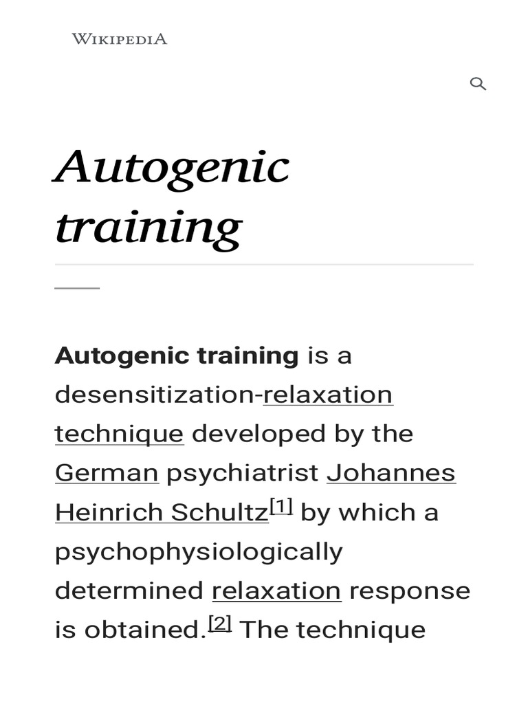 Autogenic Training | PDF | Psychology | Clinical Medicine