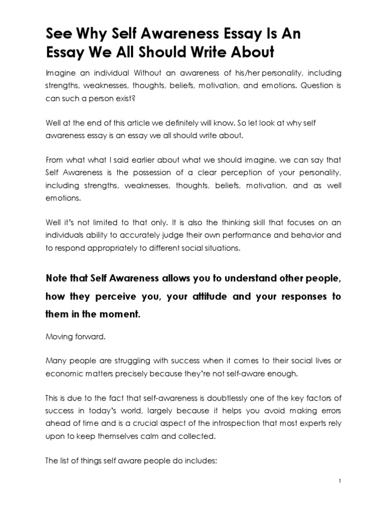 Self Awareness | PDF | Self Awareness | Awareness