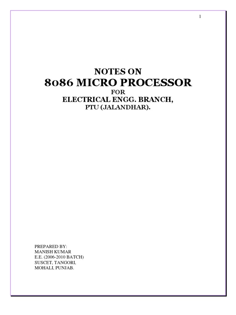 8086 Microprocessor Guide | PDF | Input/Output | Central Processing Unit