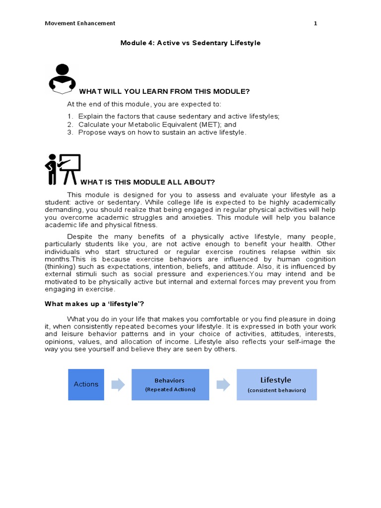 Module 4: Active Vs Sedentary Lifestyle: Movement Enhancement 1 | PDF ...
